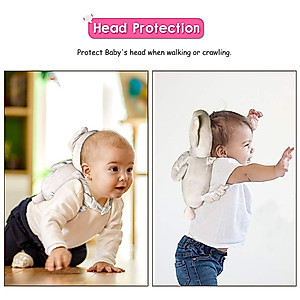 Baby Head Protector & Baby Knee Pads for Crawling,Toddlers Head Safety Pad Cushion Adjustable Backpack,Baby Back Protection for Walking & Crawling, for Age 5-24months, Elephant