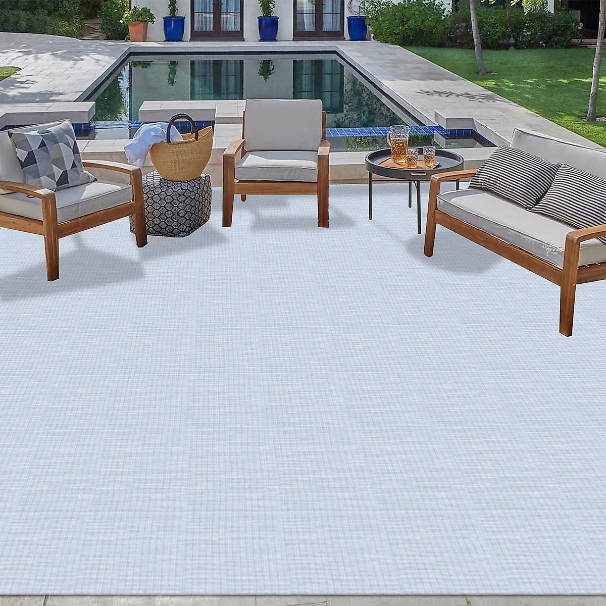 Reversible Outdoor Rugs 8'x10' Waterproof RV Camping Mat with 4 Corner Loops Stakes for Patio, Large Carpet All Weather Floor Mats Plastic Deck Balcony Picnic Rug Indoor Area Rug Outside Decor