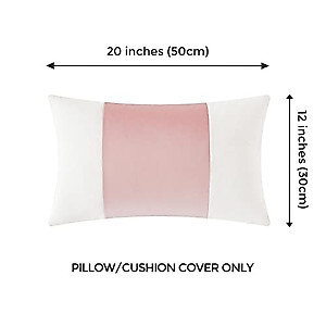 Hofdeco Coastal Patio Indoor Outdoor Lumbar Pillow Cover ONLY for Backyard, Couch, Sofa, Velvet Pink Wide Striped, 12"x20"