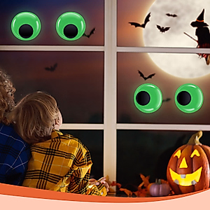 4 Pcs Luminous Giant Wiggle Eyes Halloween Self Adhesive Large Eyes Glow in The Dark Big DIY Craft Eyes for Halloween Decoration Stickers (5.9 inch/ 15 cm)