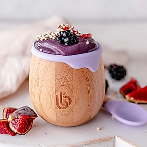 Bamboo Baby and Toddler Sippy Cup - 5 Oz Eco-Friendly Dinky Cup with Cute Silicone Drip Rim for Teeth and Gum Protection - Ideal Toddler Transition Cup (Lilac)