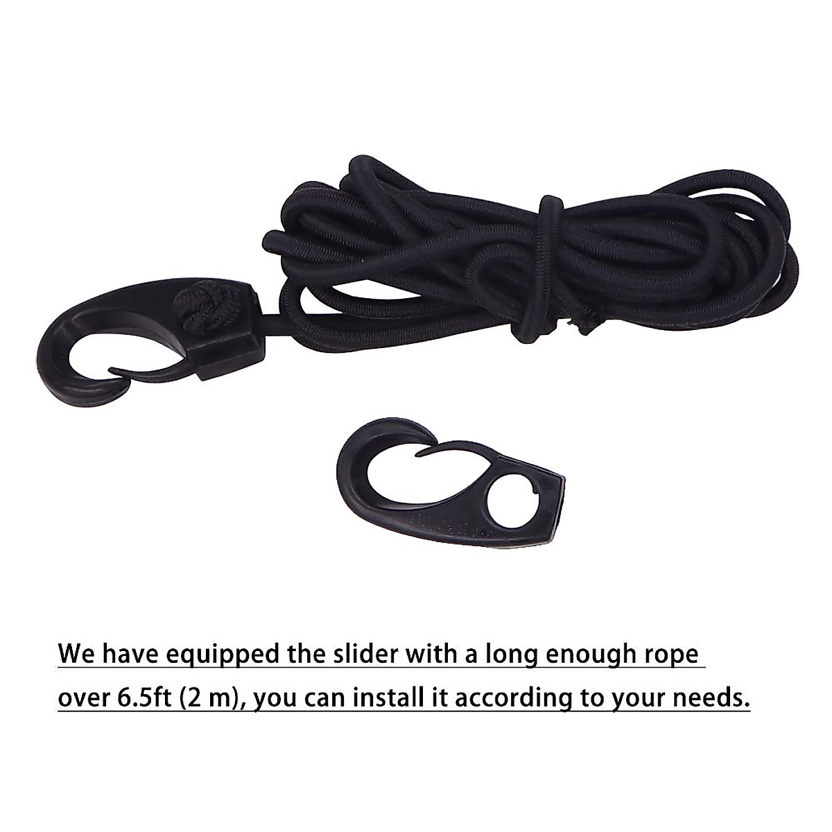 METER STAR 4pcs Kayak Hook and 2pcs 6.5feet Black Elastic Cord Elastic Nylon Cords for Kayak Canoe and Fishing Boat