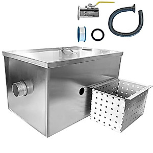 IHAYNER 9LBS Commercial Grease Traps Interceptor Grease Trap 5GPM Stainless Steel Grease Trap for Kitchen Restaurant
