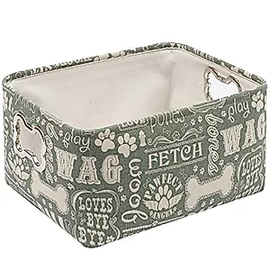 Canvas Storage Basket Toy Bin Organizer with Metal Handles - Idea for Organizing Toy Storage, Baby Toys, Kids Toys, Dog Toys, Baby Clothing, Children Books, Gift Baskets - Green