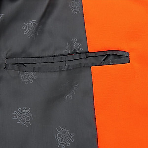 U LOOK UGLY TODAY Men's Party Suit Solid Color Prom Suit for Themed Party Events Clubbing Jacket with Tie Pants Fluorescent Orange-Large