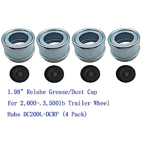 KLMHT Replaces Trailer Axle Dust Cap Cup Grease Cover & Rubber Plugs for Dexter EZ Lube Trailer Camper Axle 1.98" (4 Pack)
