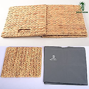 Water hyacinth storage baskets 12x12x12 in, square baskets for storage shelves with fabric lining, storage baskets for cube organizer, ikea kallax storage cubes, 2 Pcs