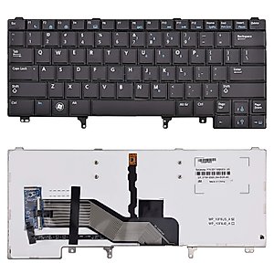 SUNMALL Replacement Keyboard with Backlit Compatible with Dell Latitude E5420 E5430 E6220 E6320 E6330 E6420 E6430 E6440 Series US Layout Black (Without Pointer Stick)