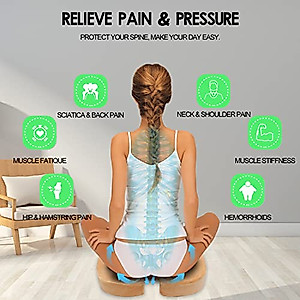 microzo Memory Foam Seat Cushion, Cute Animal Chair Cushion for Office Desk Chair, Non-Slip Chair Pad for Car Seat, Tailbone Pain Relief Cushion for Orthopedic Back Pain Sciatica (Cat)