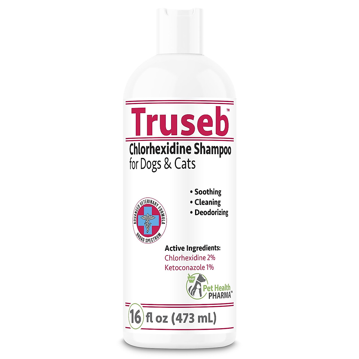 Truseb Chlorhexidine Shampoo Topical Ketoconazole and Chlorhexidine Shampoo for Dogs, Cats & Horses with Aloe Vera Shampoo and Conditioner(USA) (Ketoconazole & Chlorhexidine Shampoo, 16 oz)