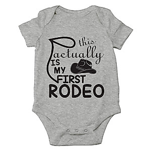 AW Fashions This Is Actually My First Rodeo Baby Bodysuit Adorable Newborn Girl Boy Clothes Newborn Romper (Newborn, Sports Grey)
