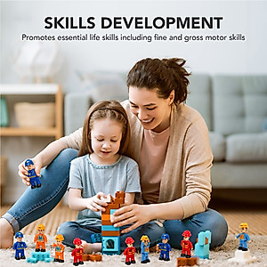 FUNERICA 10-Set Toy People Figures - Bendable Fireman, Police, Construction Workers, Community Helpers, Play Little People Toys Figurines Dollhouse Firefighter playset