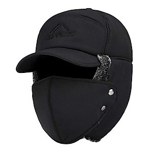 Men Winter Trapper Hat Snow Hats Thermal Windproof Hunting Skiing Cycling Ear Flaps Cold Weather Caps Ushanka Russian Dad Hat