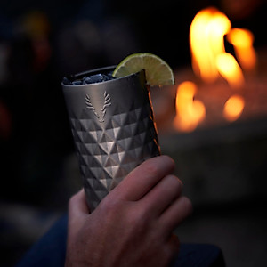 Viski Paragon Insulated Cocktail Tumbler, Insulated Highball Glasses Stainless Steel Highball Glasses with Ceramic Coating 16oz Set of 1