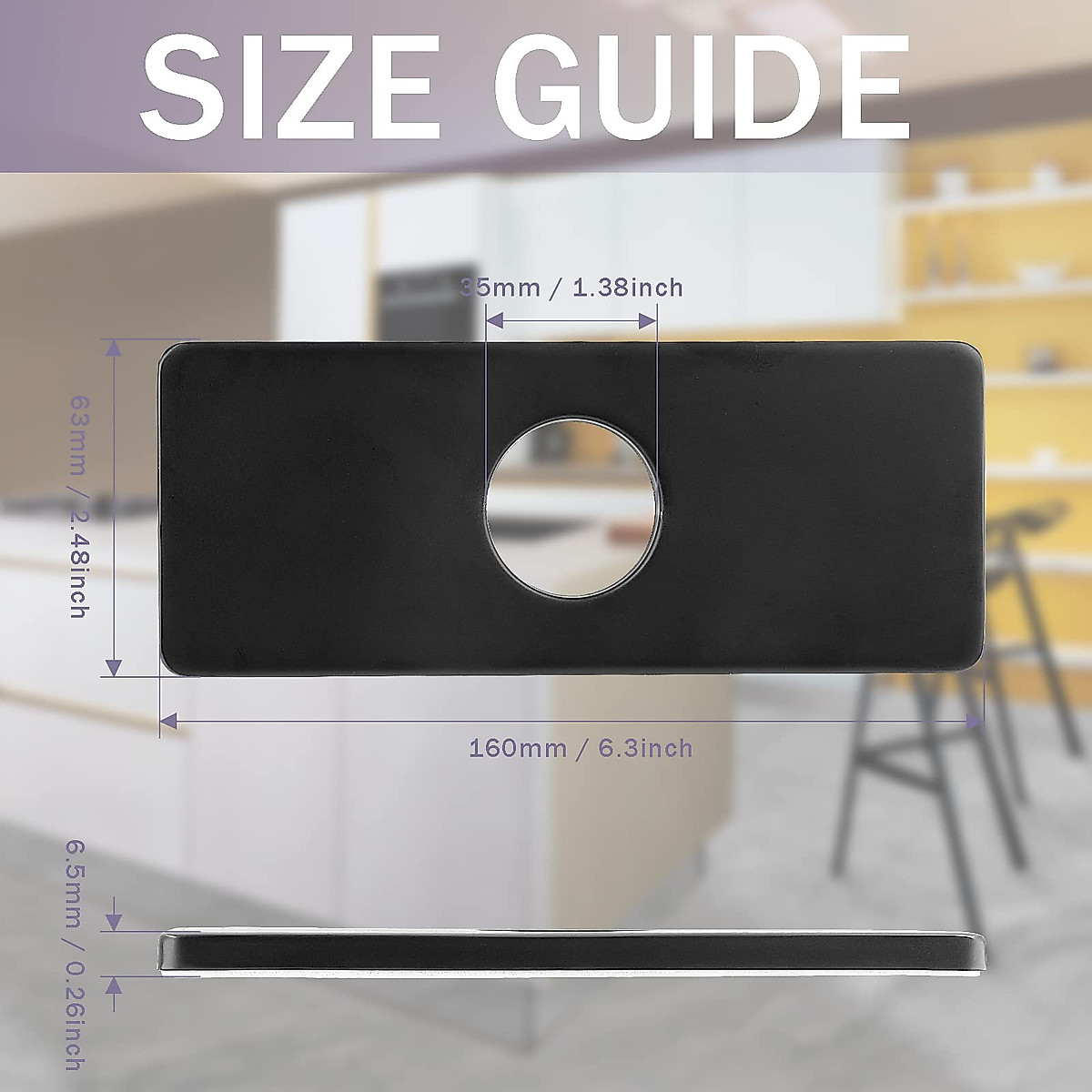 Litoexpe 6 Inch Sink Hole Cover Deck Plate for Bathroom or Kitchen Faucet 1-3 Hole, Matte Black Stainless Steel Sink Hole Escutcheon Plate