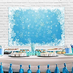 Allenjoy 7x5ft Ice Blue Winter Backdrop for Studio Photography 1st First Birthday Party Decoration Banner Festival White Snowflake Snowfall Christmas Background Baby Shower Kids Photo Booth Props