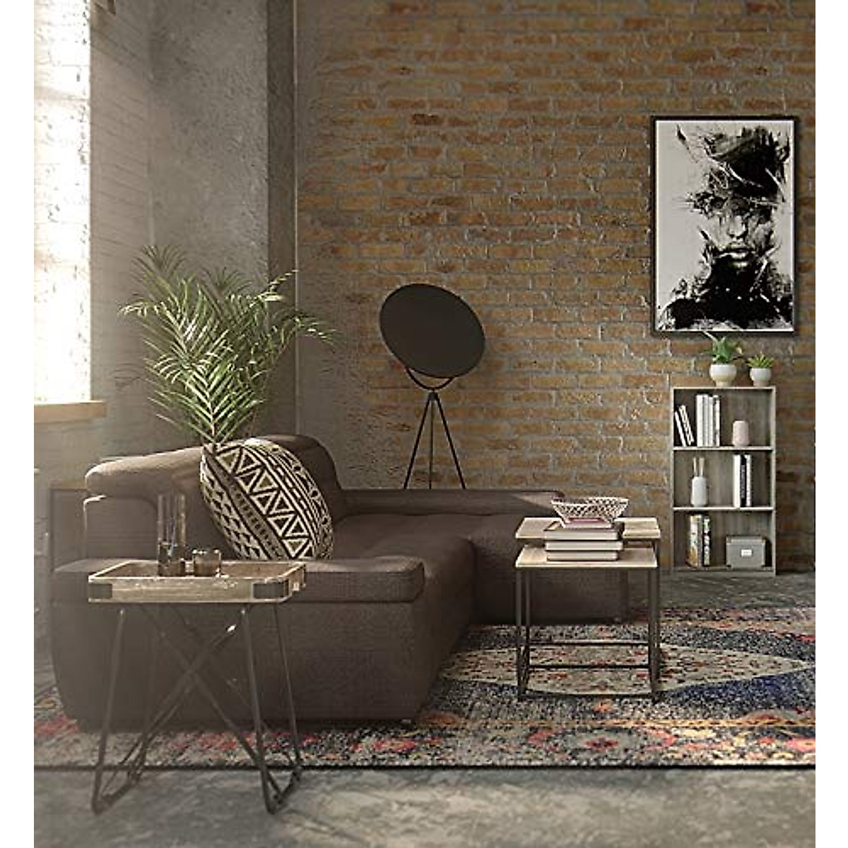 Furinno Basic 3-Tier Bookcase Storage Shelves, French Oak Grey