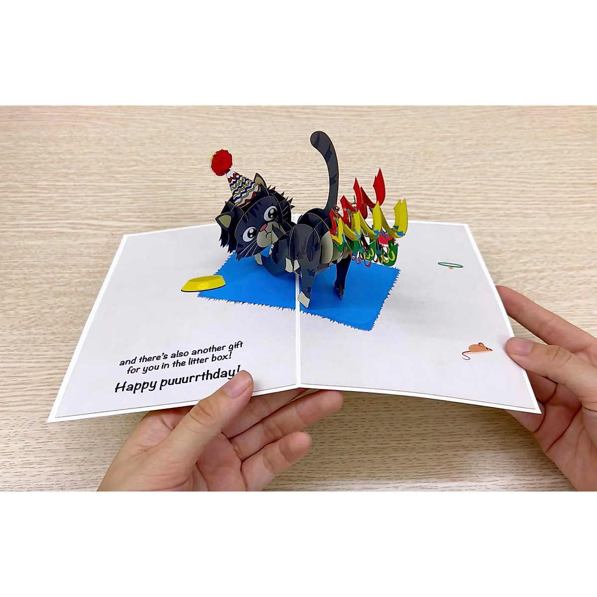 AVINITI Dirty Pop Cards – Obligatory Birthday Card – Funny 3D Cat Birthday Card, Popup Cards for Friend, Mom, Dad, Husband, Wife - 1 Card 5 x 7 inch, 1 Notepaper, 1 Envelope (Farting Cat 2)