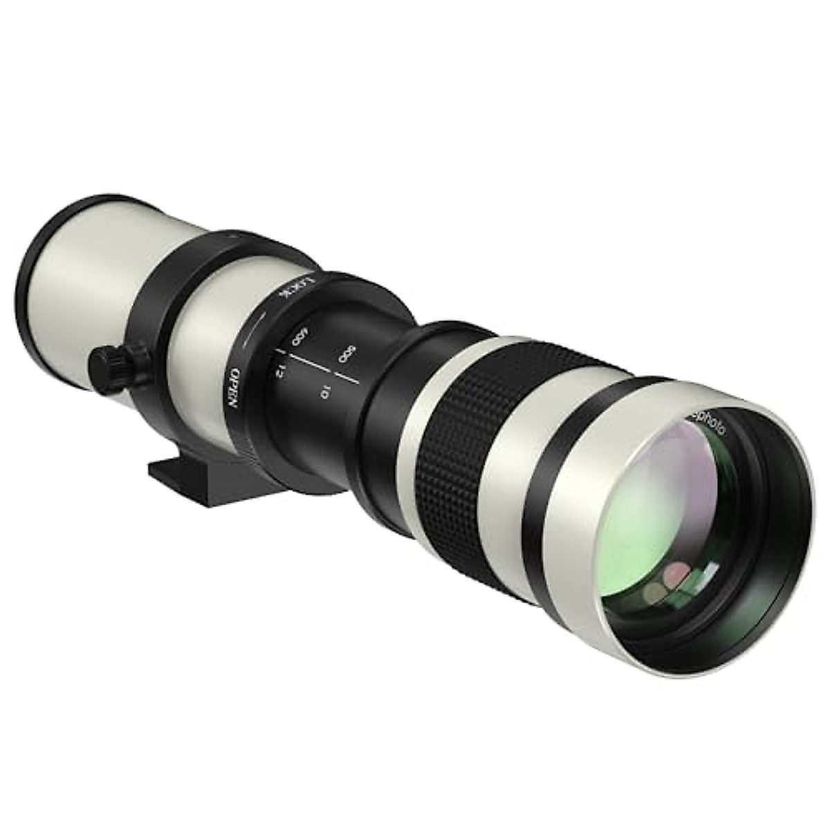 Lightdow 420-800mm f/8.3 Manual Zoom Super Telephoto Lens + T Mount Ring for Nikon D3500 D5600 D7500 D500 D600 D700 D750 D800 D850 D3200 D3400 D5100 D5200 D5300 D7000 D7200 Camera (White Version)