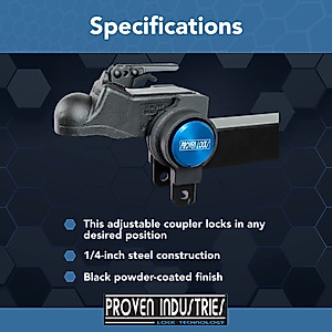 Proven Industries Model AC-100 Coupler-Bolt Lock, Adjustable Coupler Lock, Made in The USA, (Blue)