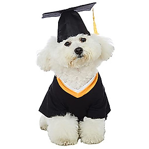 Impoosy Dog Graduation Shirts with Pet Graduation Hats with Yellow Tassel Puppy Graduation Costumes for Dogs Cats Holiday Costume Accessory (L)