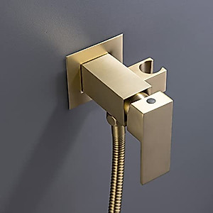 MINJING Bidet tap Black Sprayer Wall Mounted Brass Toilet Kit Brass Spray Copper Valve Set Jet Bidet Faucet Cold and Hot Bathtub for Bathroom Douche, Pet Bath, Personal Hygiene