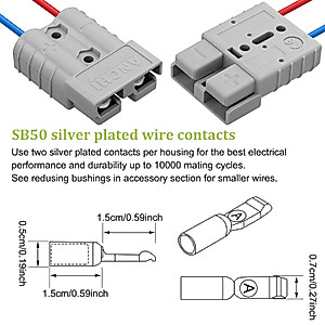 8 Pcs 10-12 Gauge Battery Quick Connector 50 Amp Battery Quick Connect Disconnect with 10/12 AWG, Wire Harness Plug Kit Cables Connect Disconnect Plug for Motor Recovery Winch Trailer Towing Systems