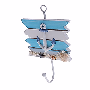 Jili Online Beach Themed Wall Hooks Towel Hat Coat Hangers Rustic Wall Nautical Decorative Hangers - Anchor, 16.5 x 11cm