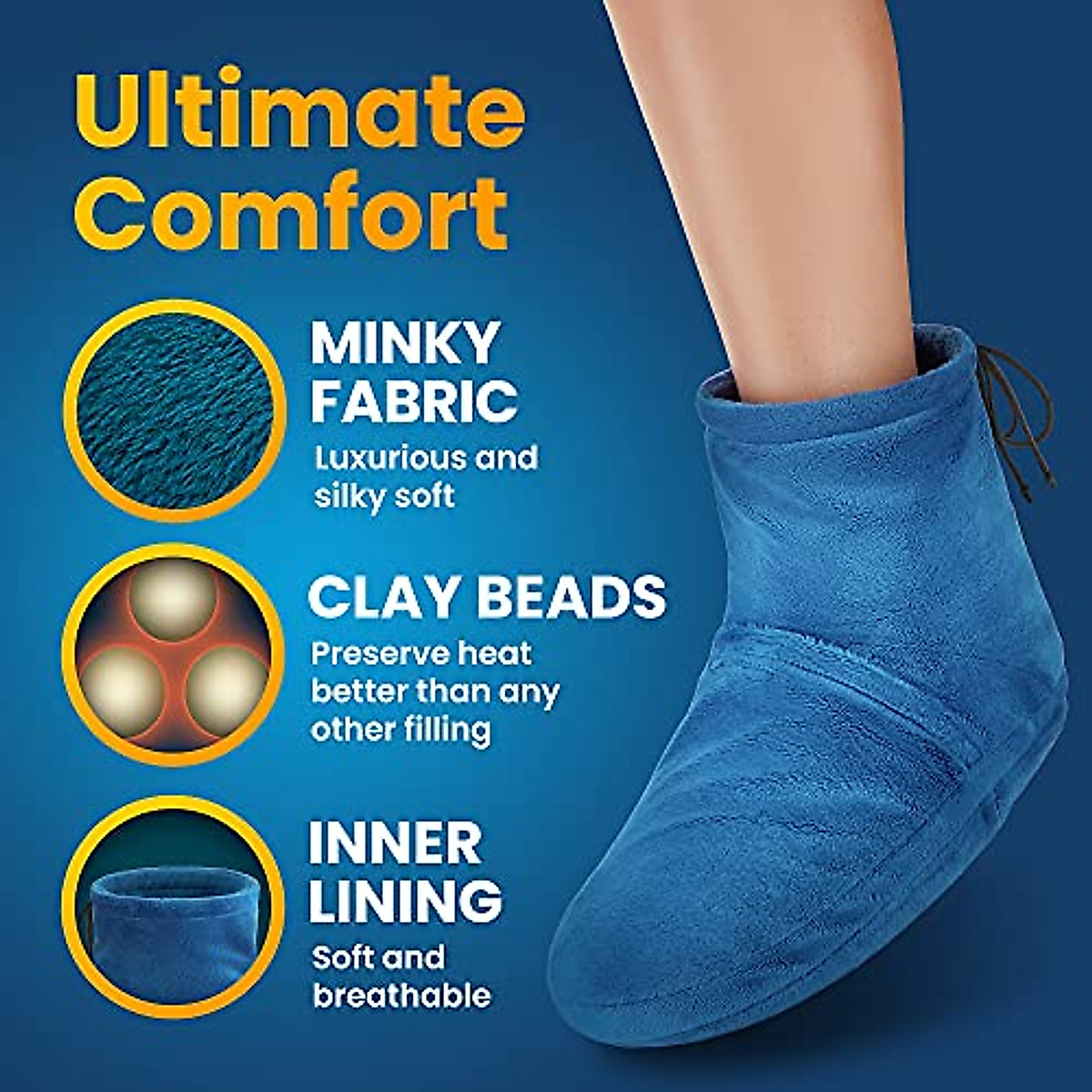 Microwaveable Booties and Feet Warmers - Deep-penetrating Heat for Relieving Foot Stiffness, Sore Muscles and Joints, Achilles tendinitis, Plantar Fasciitis - Slippers for Women & Men
