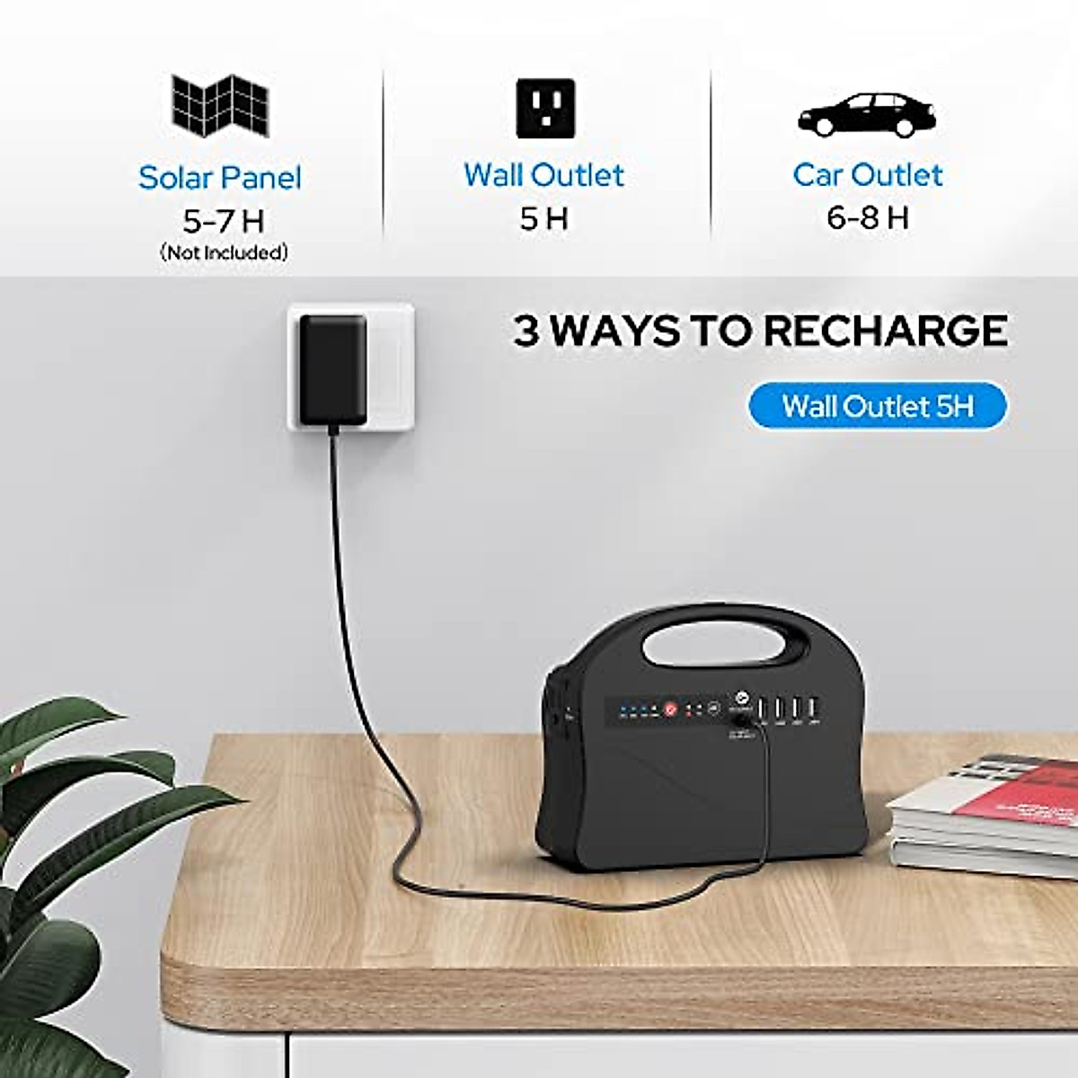 Enginstar Portable Power Station 120Wh, 100W Solar Generator with 110V AC Outlet, Portable Backup Lithium Battery Pack Power Bank for Emergency Home Outdoor Camping RV
