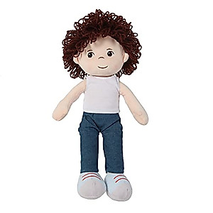 Linzy Toys, 14'' Ethnic Soft Plush Rag Doll, Embroidered FACE, Educational Doll, Muñecos de trapo para niño oh niña (81000)