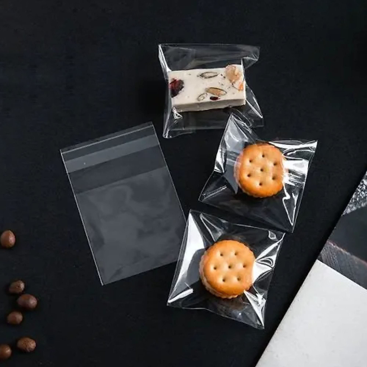 500pcs Small Clear Adhesive Bags 2" x 3" Cellophane Jewelry Packaging Bags Self Sealing Plastic Bags 1Mil for Earrings Cookie Candy Beads Coins Gifts Decorative (9 Sizes to Choose from)