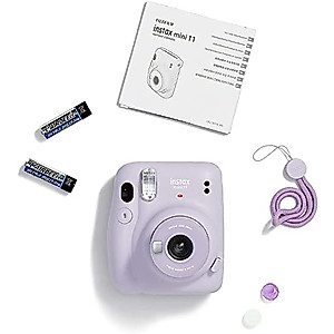Fujifilm Instax Mini 11 Instant Film Camera with Automatic Exposure and Flash, Polaroid Camera, Fujinon 60mm Lens with Selfie Mirror, Optical Viewfinder - Lilac Purple (Renewed)