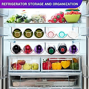 Stackable Water Bottle Organizer for Cabinet, Pantry, Freezer - Plastic Free-Standing Water Bottle and Wine Rack Storage Organizer for Kitchen Countertops, Fridge - Holds 3 Bottles Each (4 Pack)