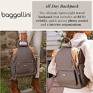 Baggallini womens New Classic Heritage With Rfid Phone Wristlet All Day Backpack, Sterling Shimmer, One Size US