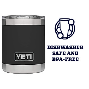 YETI Rambler 10 oz Lowball, Vacuum Insulated, Stainless Steel with MagSlider Lid, Black