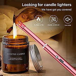 Navpeak Candle Lighter Long Neck Windproof Electric Arc Lighter for Gas Stove Fireplace BBQ Kitchen Grills (Rose Pink)