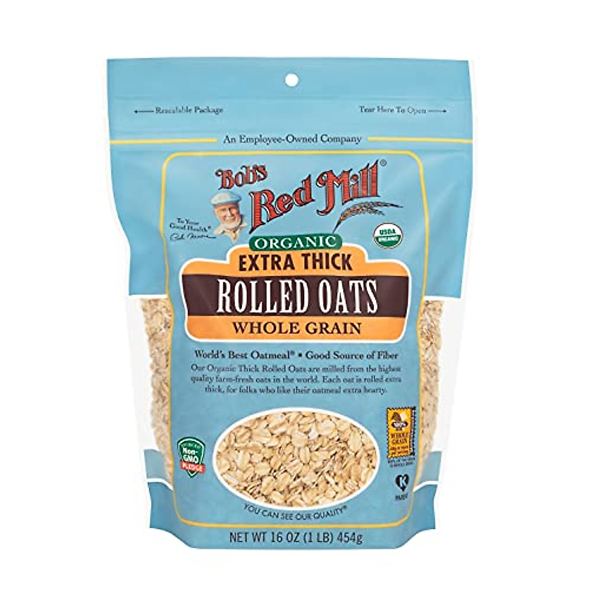 Bob's Red Mill Organic Extra Thick Rolled Oats, 16-ounce (Pack of 4)