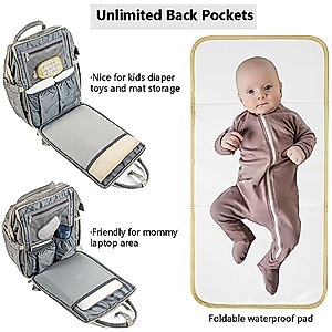 Baby Diaper Bag Backpack with Changing Pad, Happy Luoka Baby Bag Backpack for Boys Girls, Baby Registry Search, Newborn Essentials Must Haves Shower Gifts, Grey
