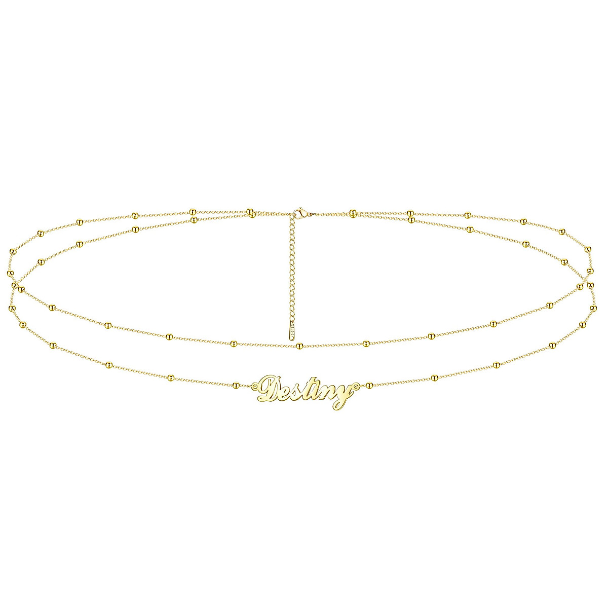 Jewenova Name Waist Chain Personalized Custom Name Date Beach Bikini Sexy Body Chain Jewelry for Women