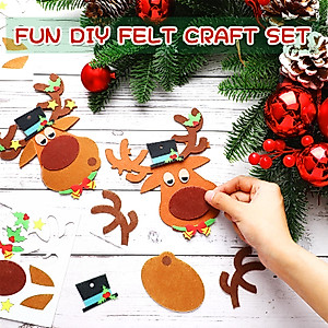 Poen 36 Pcs Christmas Felt Crafts for Boys Girls Christmas Elk Reindeer Ornaments Felt Crafts Kit Holiday DIY Art Craft for Xmas Tree Party Decoration Supplies