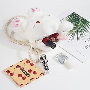 ZIIVARD Plush Bunny Crossbody Messenger Shoulder Bags Cartoon Rabbit Plush Chain Bag (White)