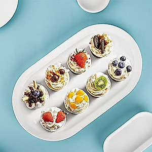 Taeochiy 14" Oval Serving Platter - Ceramic Large Serving Platters, Oval Serving Plates For Entertaining, Party Serving Trays Oven Safe, Set of 3, White