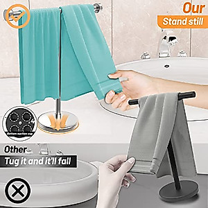 VEHHE Hand Towel Holder Stand - Stainless Steel Hand Towel Stand with Suction Cups, Countertop Free Standing Hand Towel Holder for Bathroom, Kitchen or Vanity