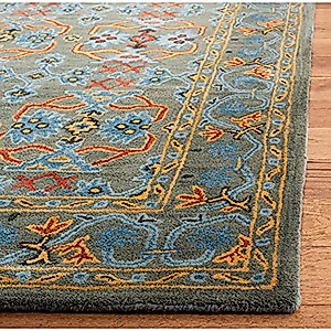 SAFAVIEH Heritage Collection 8' x 10' Sage / Blue HG741W Handmade Traditional Oriental Premium Wool Area Rug