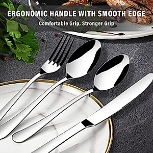 40 Piece Silverware Set, Premium Silverware Cutlery Set Stainless Steel Flatware Sets Service for 8, Spoons Forks Knifes Utensils Tableware Sets for Home, Dishwasher Safe