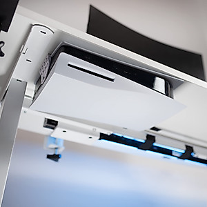 VIVO 2-in-1 Wall and Under Desk Mount Bracket Designed for PS5 and PS5 Slim Gaming Console, PlayStation 5 Standard and Digital Edition, Vertical Wall Display, 2 Controller Mounts, White, MOUNT-PS5CW