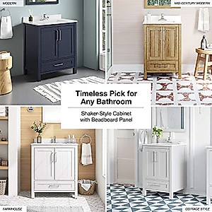 OVE Decors Kansas 36" Single Sink Bathroom Vanity Set with Countertop, Fully-Assembled | Ceramic Sink and Backsplash Included | 02 Doors, 01 Drawer, 36 inches, White Oak