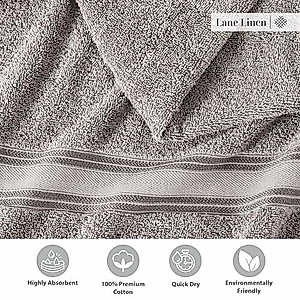 LANE LINEN Extra Large 100% Cotton Bath Sheets, 4 Piece Set, Quick Dry, Hotel Spa Quality Towels, 35 x 66 Inches, Space Grey