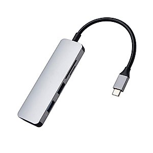 XUNMAIFHB Portable Docking Station,Type-c Expansion Dock USB-C to HDMI Converter hub Splitter USB3.0 Card Reader TF+SD Card Five in one 4K Fast Transmission, Silver